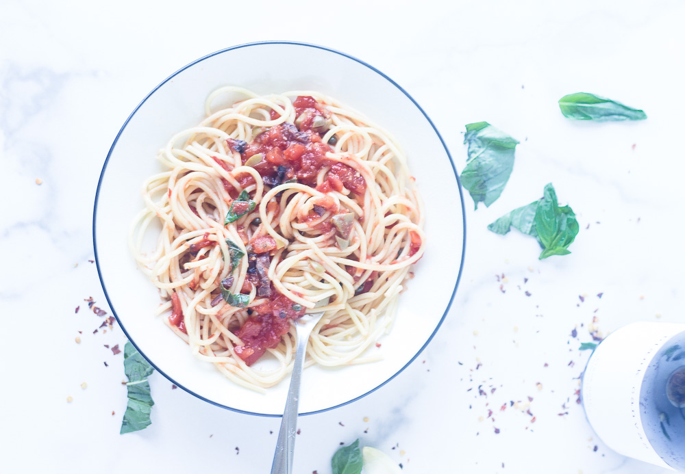 Spaghetti alla Puttanesca Recipe (Pasta with Olives) | A Weekend Cook