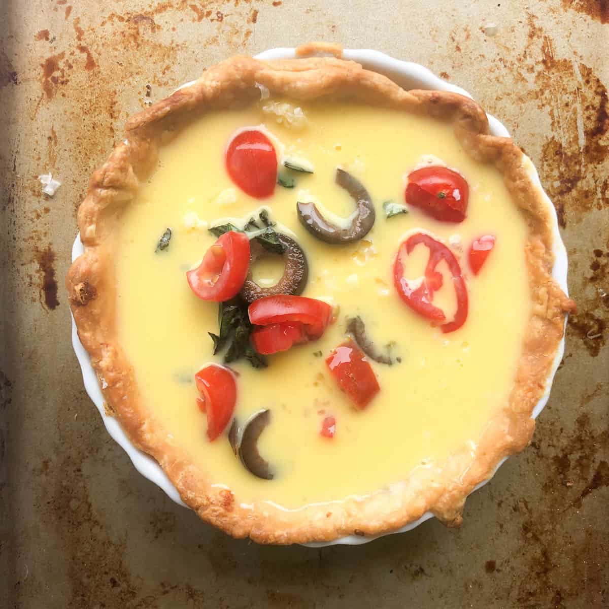 Mediterranean Vegetable Quiche for One