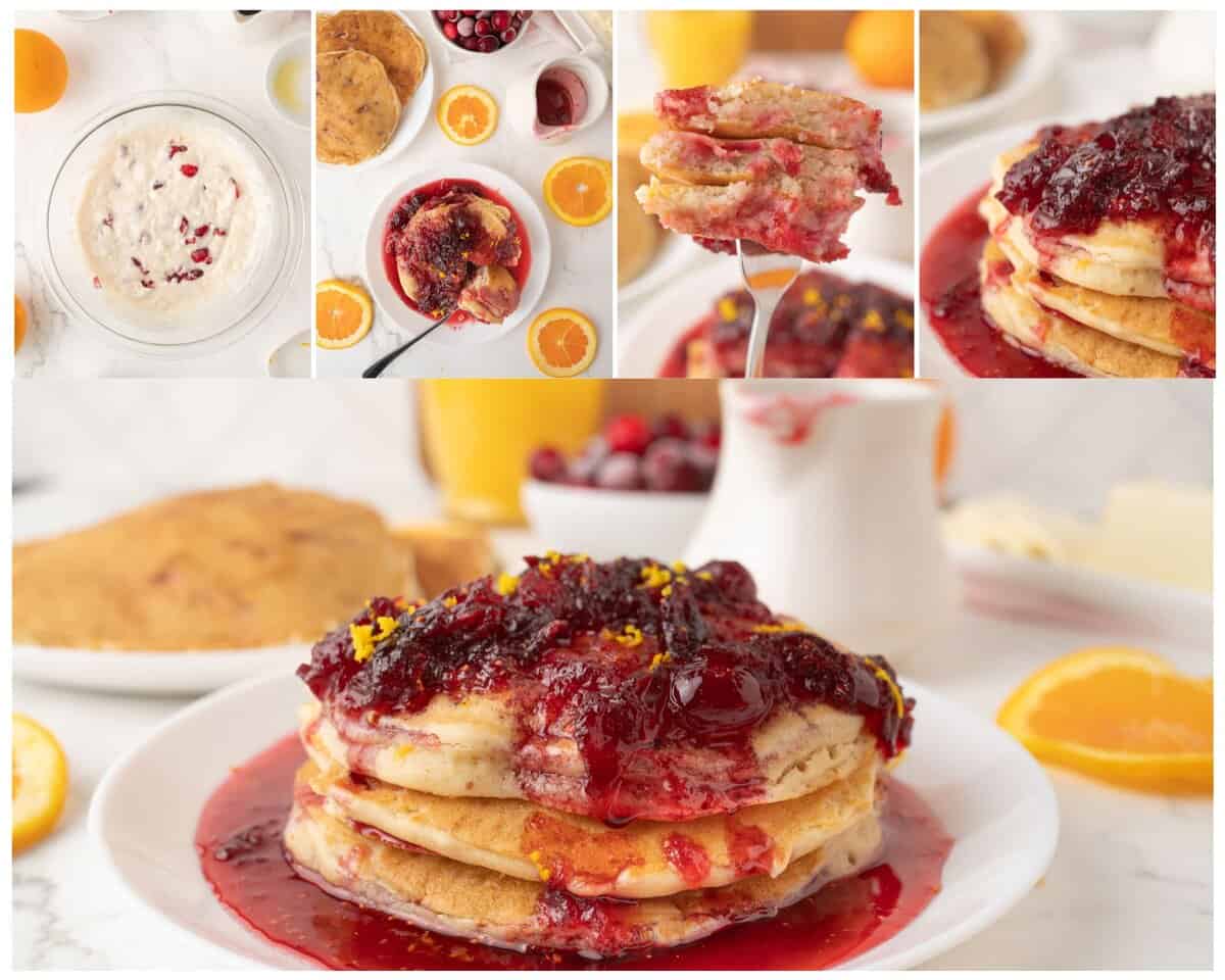 Cranberry & Orange Pancakes for One with Cranberry Syrup • A Weekend Cook®