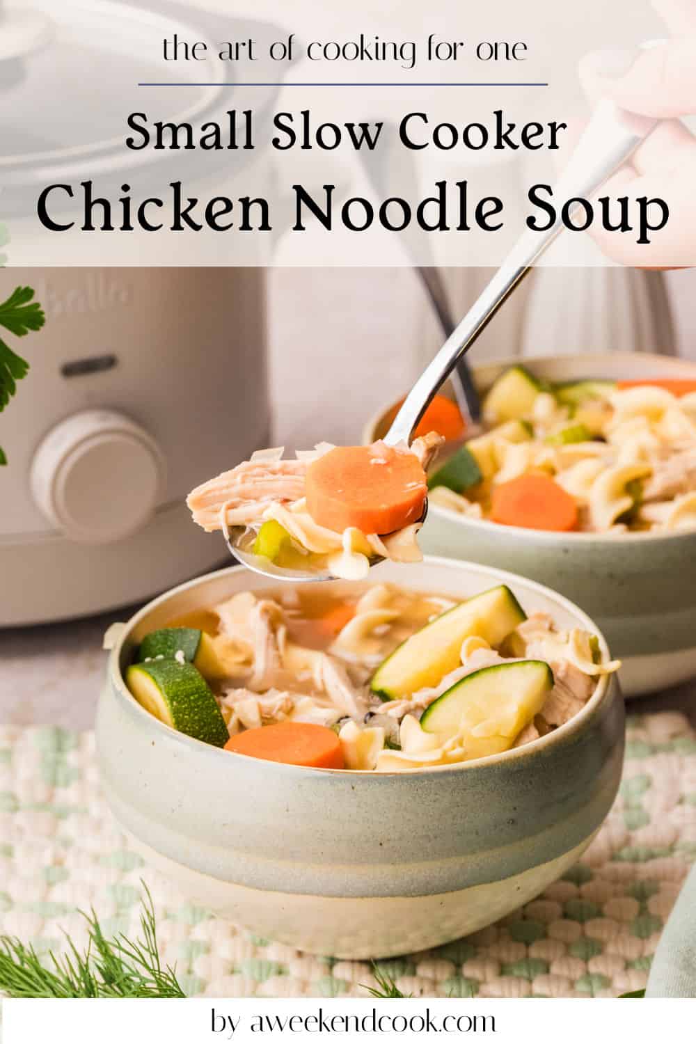 Small Slow Cooker Chicken Noodle Soup (2-Quart) • A Weekend Cook®